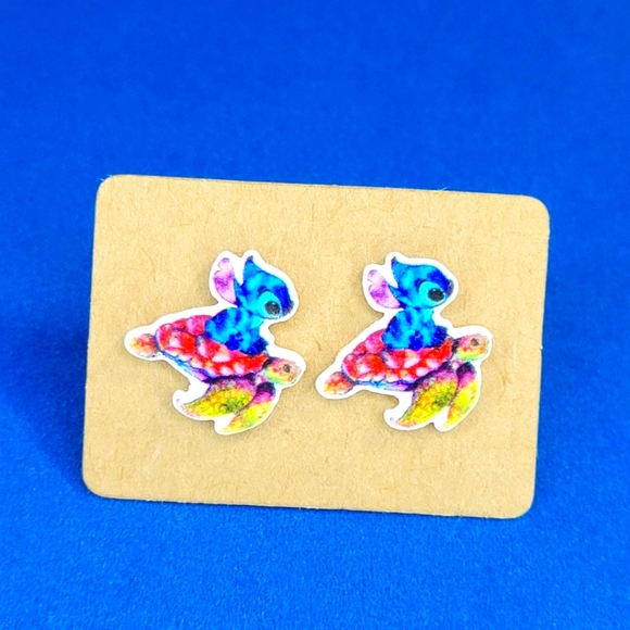Jewelry | Stitch Riding A Turtle Stud Earrings | Poshmark